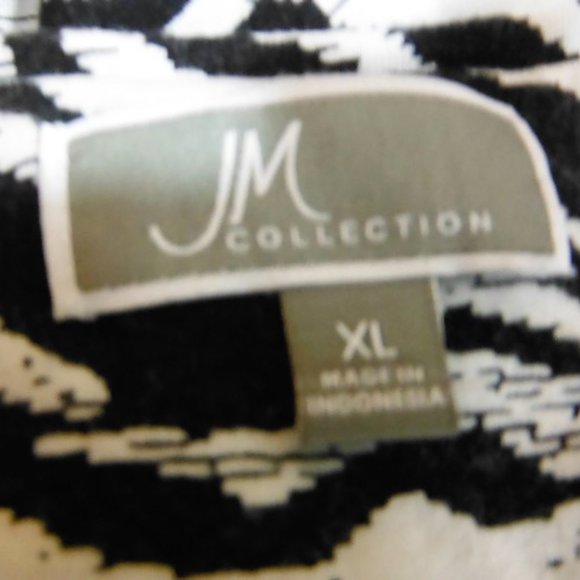 JM Collection | Tops | Jm Collection Black White Animal Print Top Xl ...